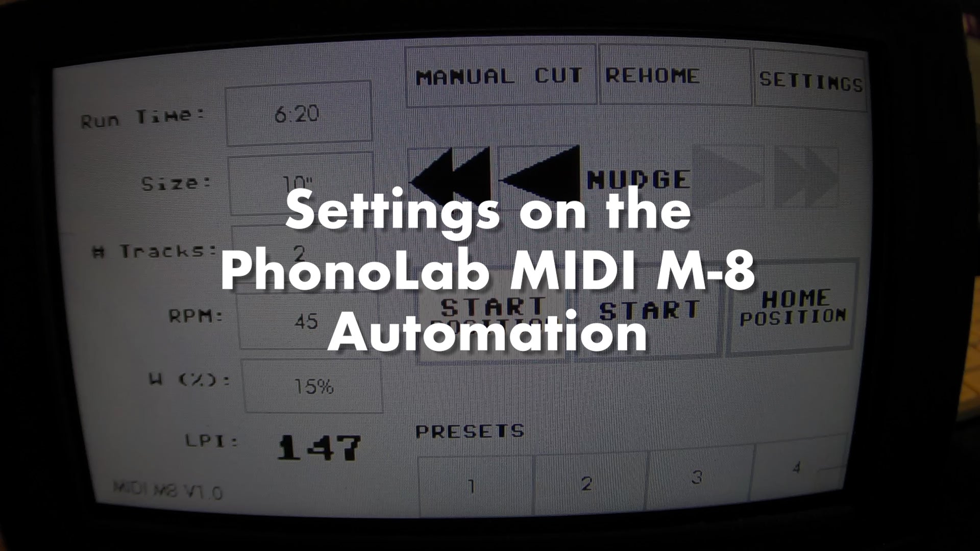 Settings on the PhonoLab MIDI M-8 Automation System – PhonoLab Heavy Industries